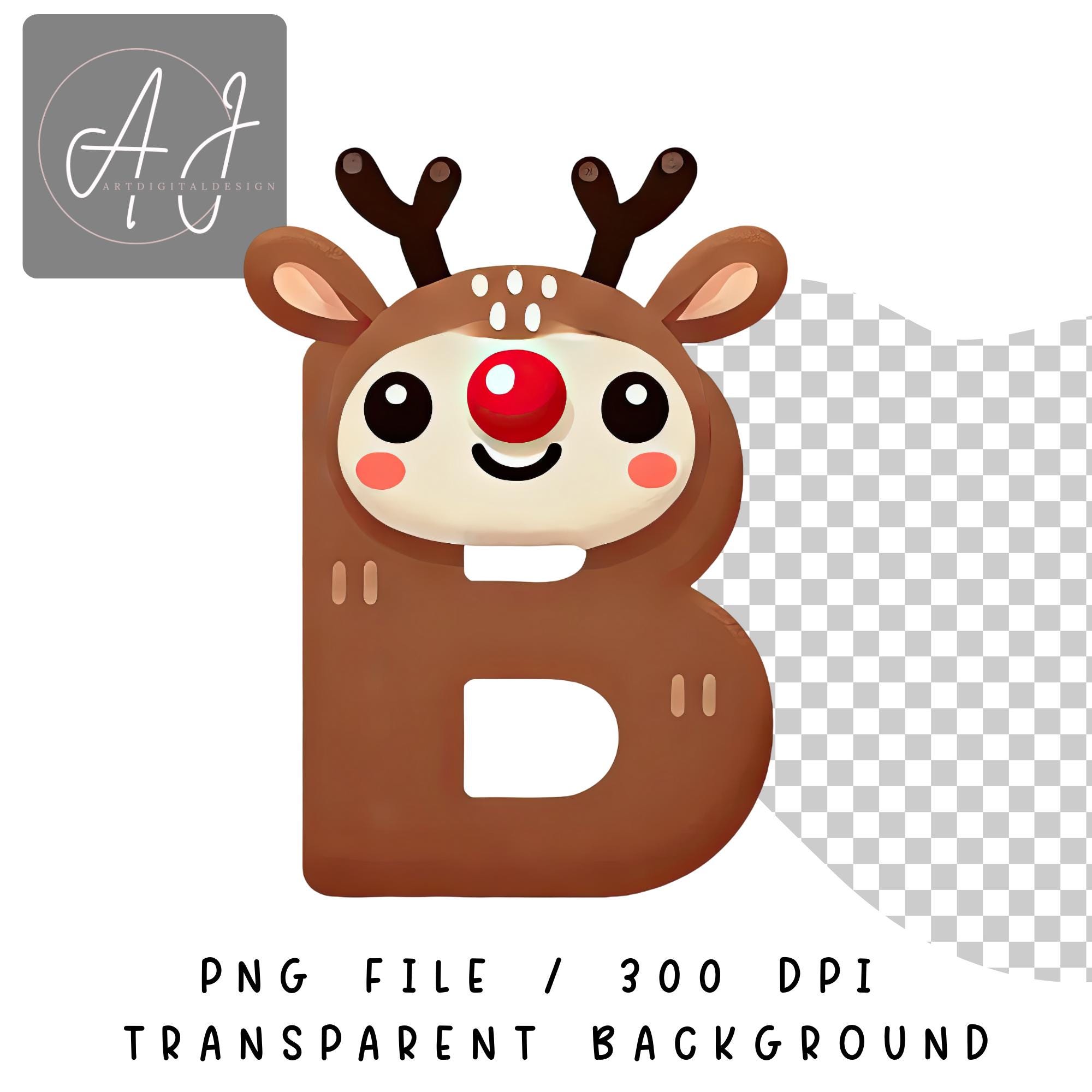 Christmas Reindeer Alphabet Clipart Set, Cute Holiday Letters PNG ...