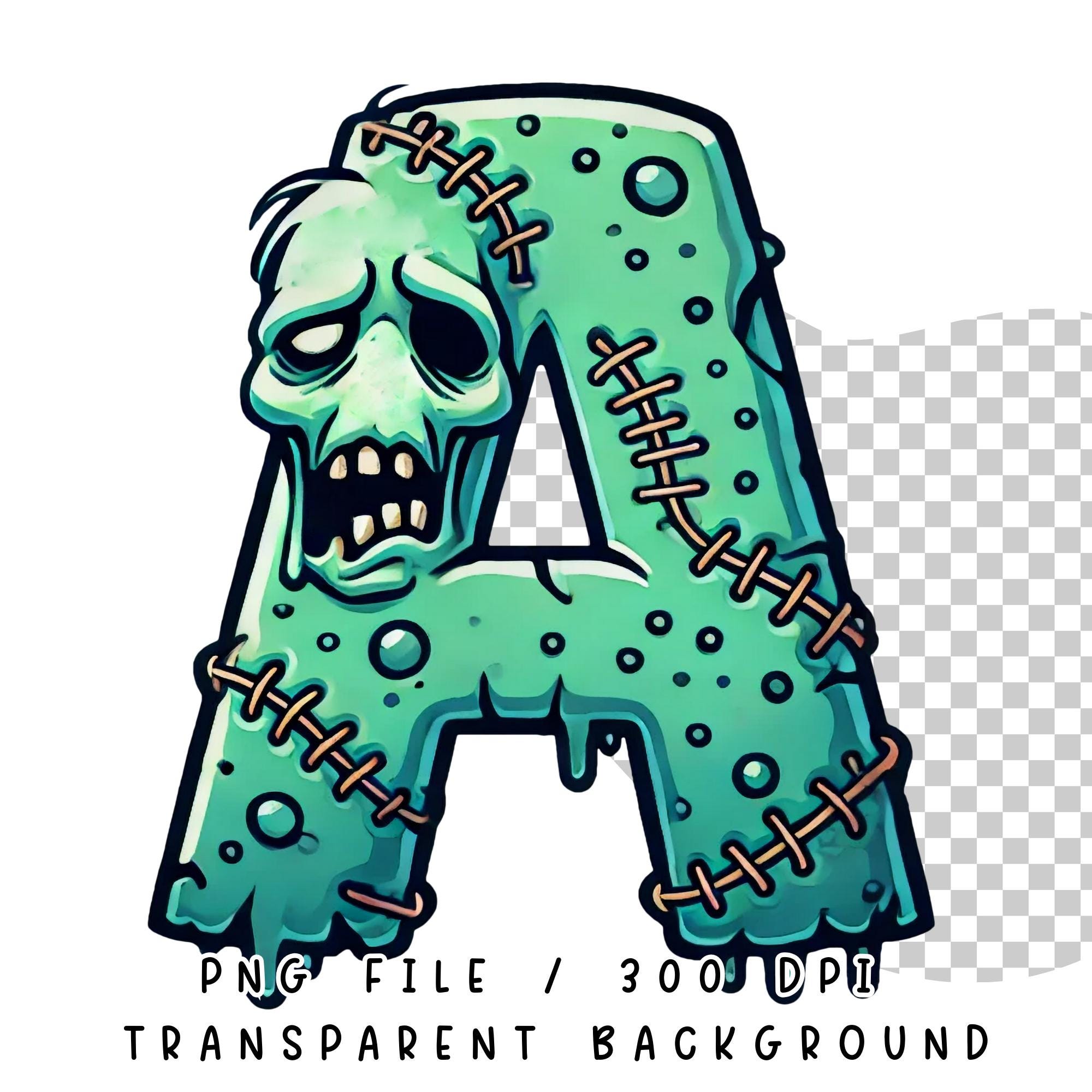 Zombie Alphabet PNG: Green Halloween Lettering (digital Download) - Etsy