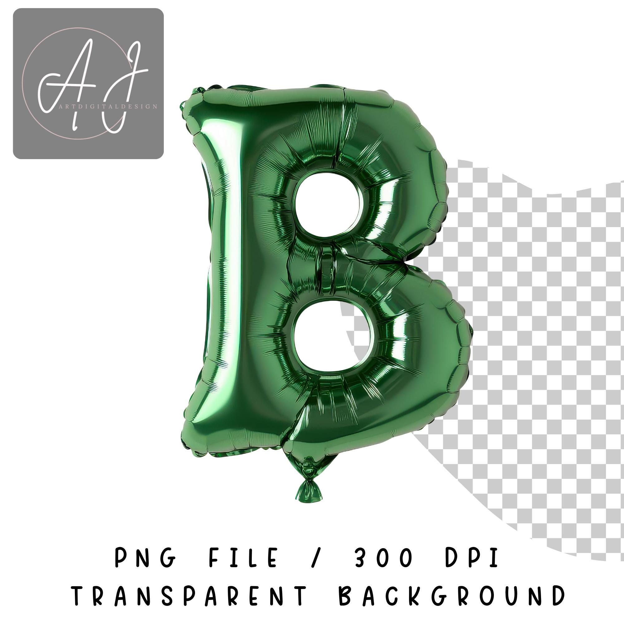 Green Balloon Letters Clipart, Shiny Metallic Letters, Green Metallic ...