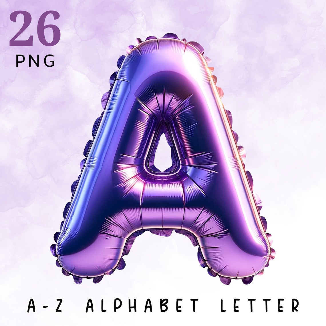 Purple Foil Balloon Alphabet PNG: Doodle Letters Clipart (digital ...