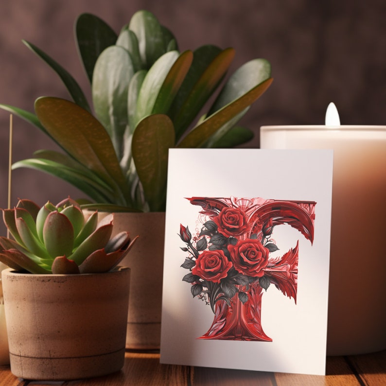 Gothic Red Rose Alphabet Letters - Vintage Floral A-Z Clipart (PNG ...