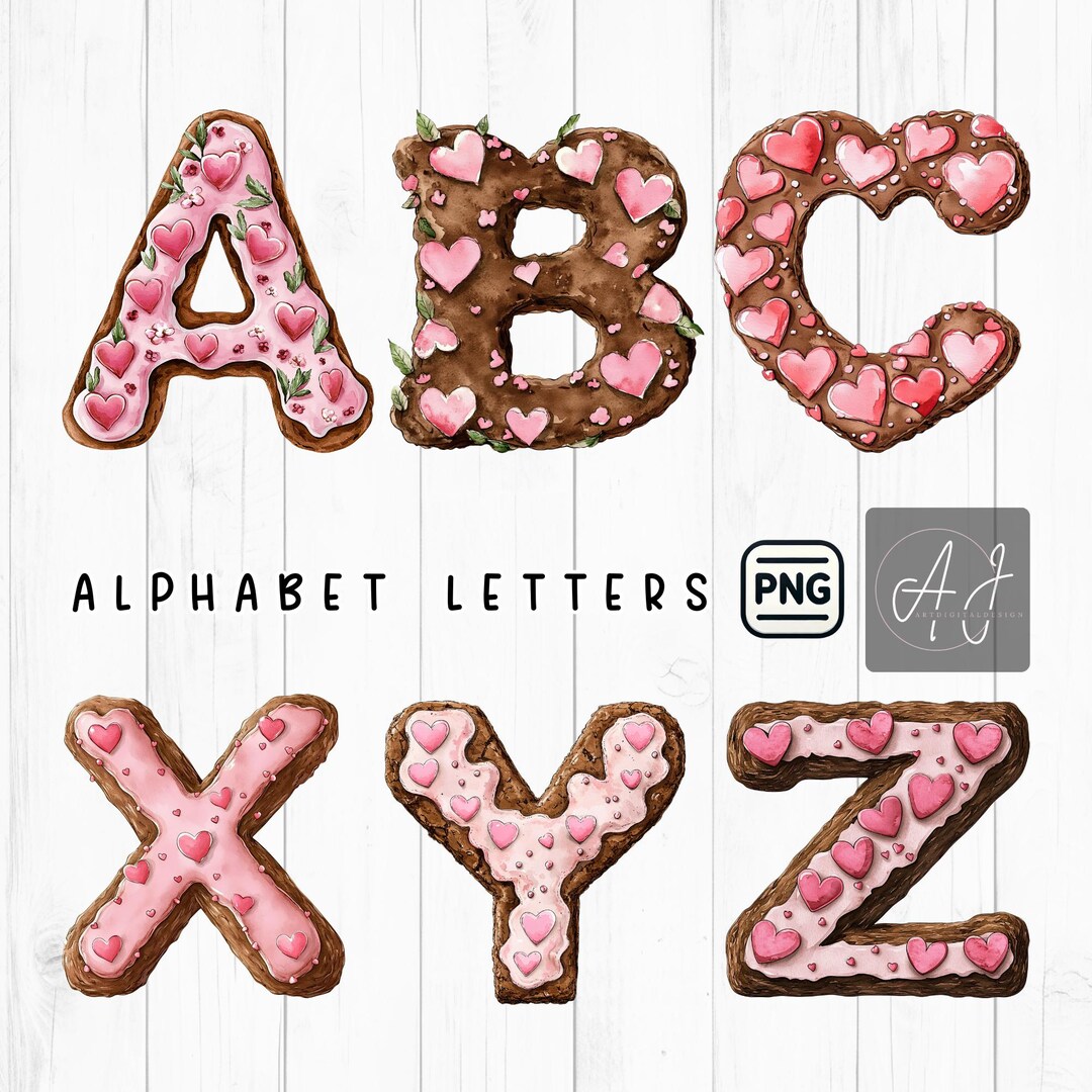 Cookies Alphabet Clipart, Festive Alphabet for Holiday Designs, Letters ...