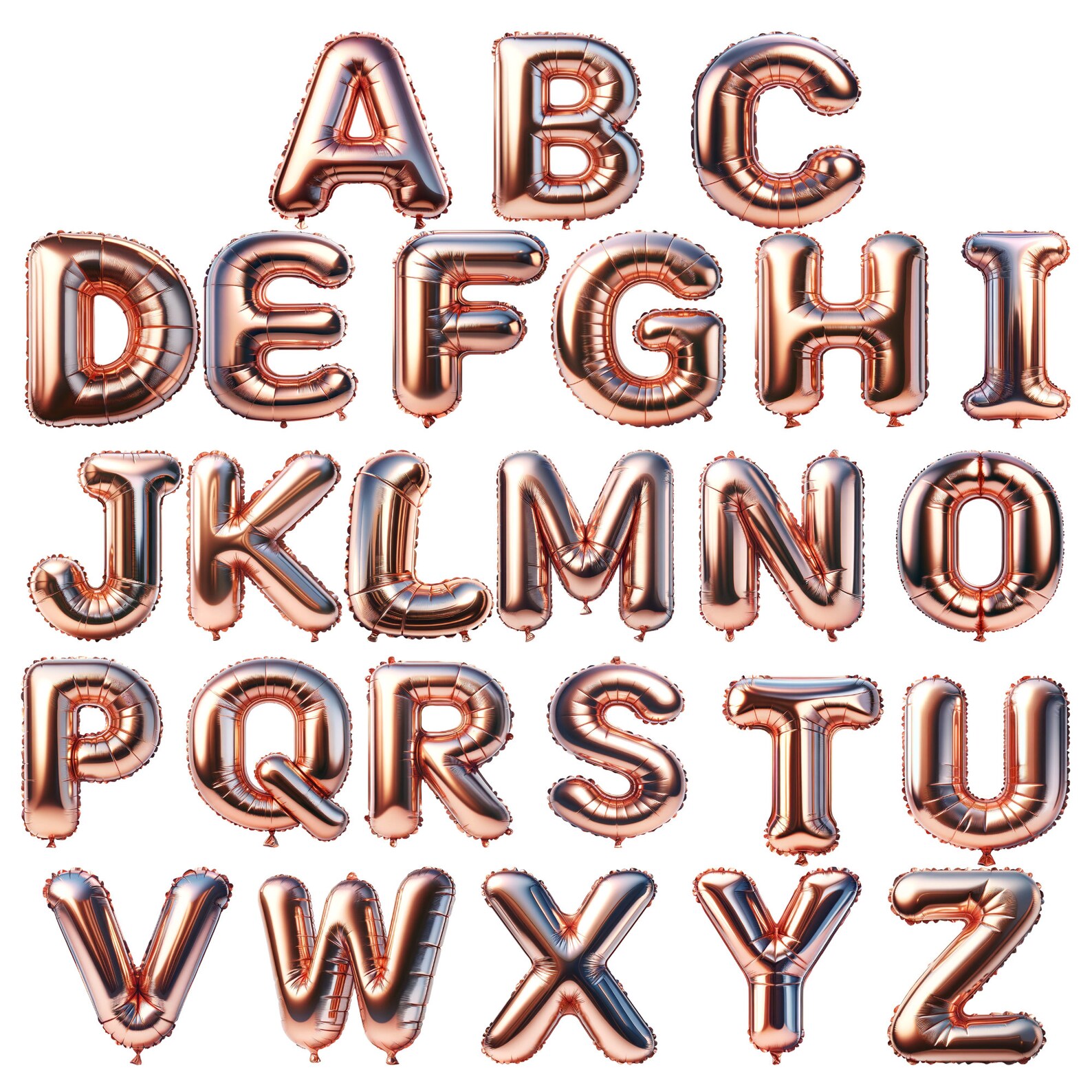 Rose Gold Foil Balloon Alphabet Clip Art - Pink Balloons Letters PNG ...
