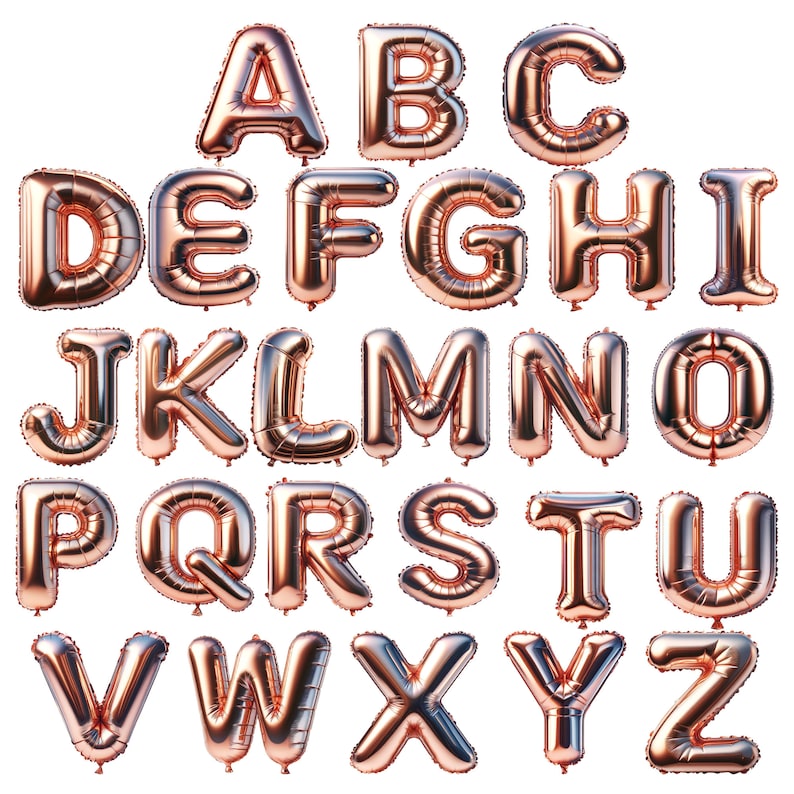 Rose Gold Foil Balloon Alphabet Clip Art - Pink Balloons Letters PNG ...
