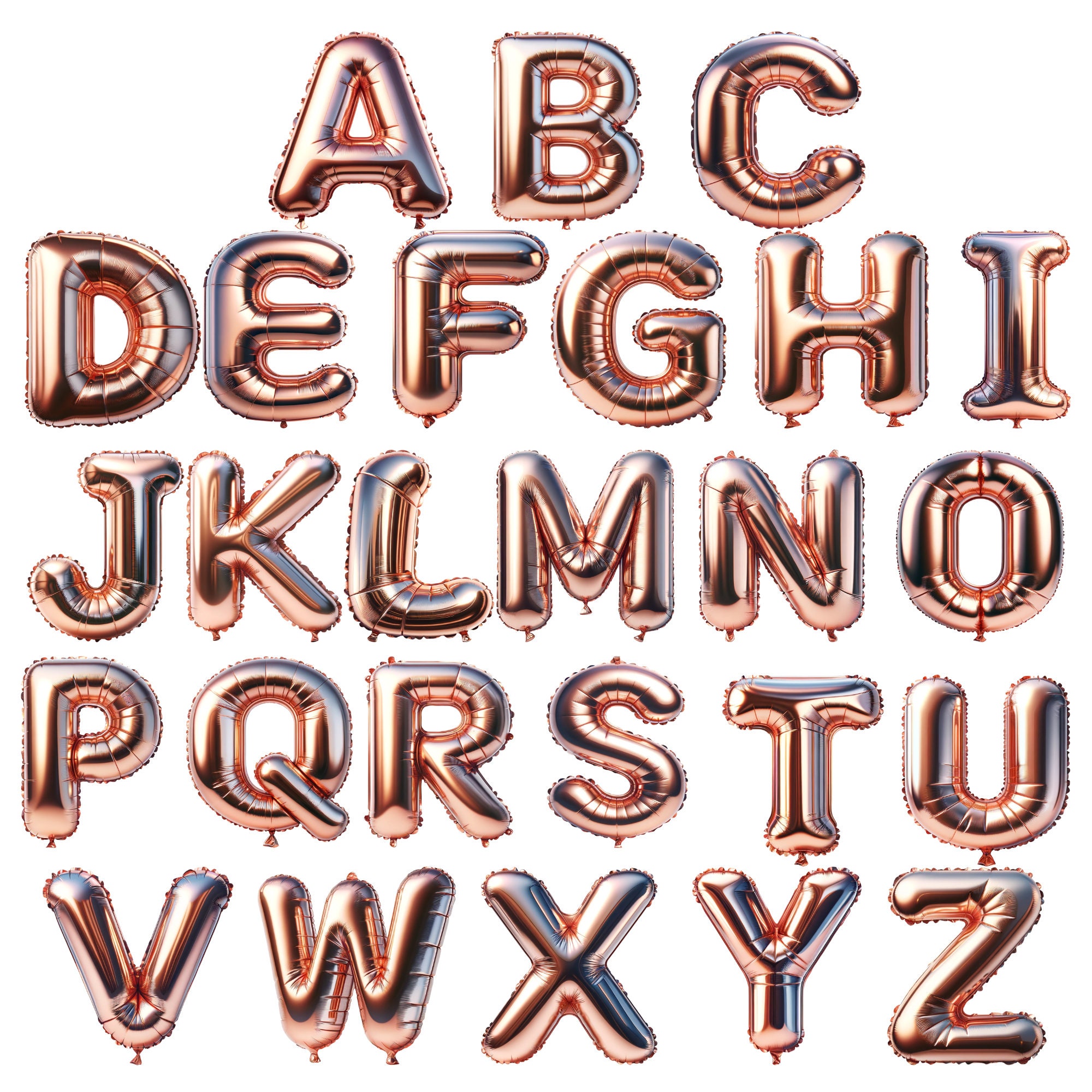 Rose Gold Foil Balloon Alphabet Clip Art - Pink Balloons Letters PNG ...