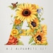 Sunflower Alphabet Letters A-Z Set: Summer Floral PNG (digital Download ...