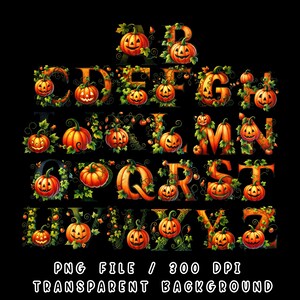 Halloween Pumpkin Alphabet, Halloween Fall Alphabet, Pumpkin Decorative ...