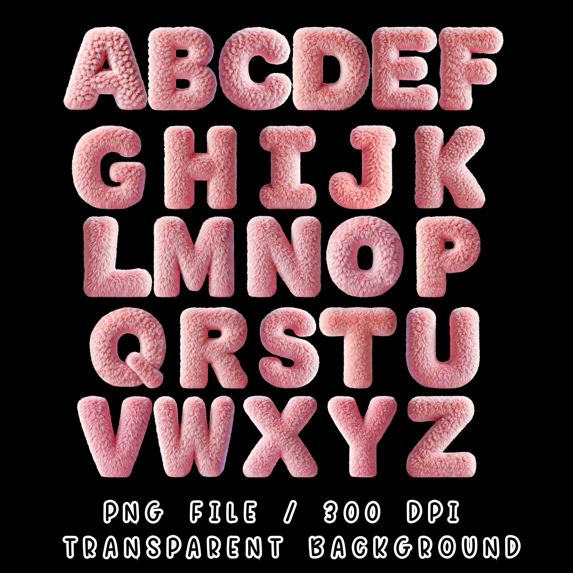Pink Fluffy Alphabet Clipart | Furry Font for Nursery Decor Digital ...