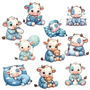 Cute Baby Cow Clipart Baby Animals PNG Baby Shower Decor Baby Cow ...