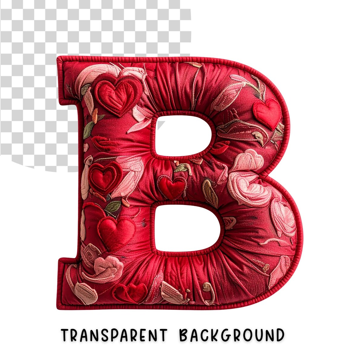 Love Letter Alphabet: Valentine's Day Heart Font, Red Quilted Heart ...
