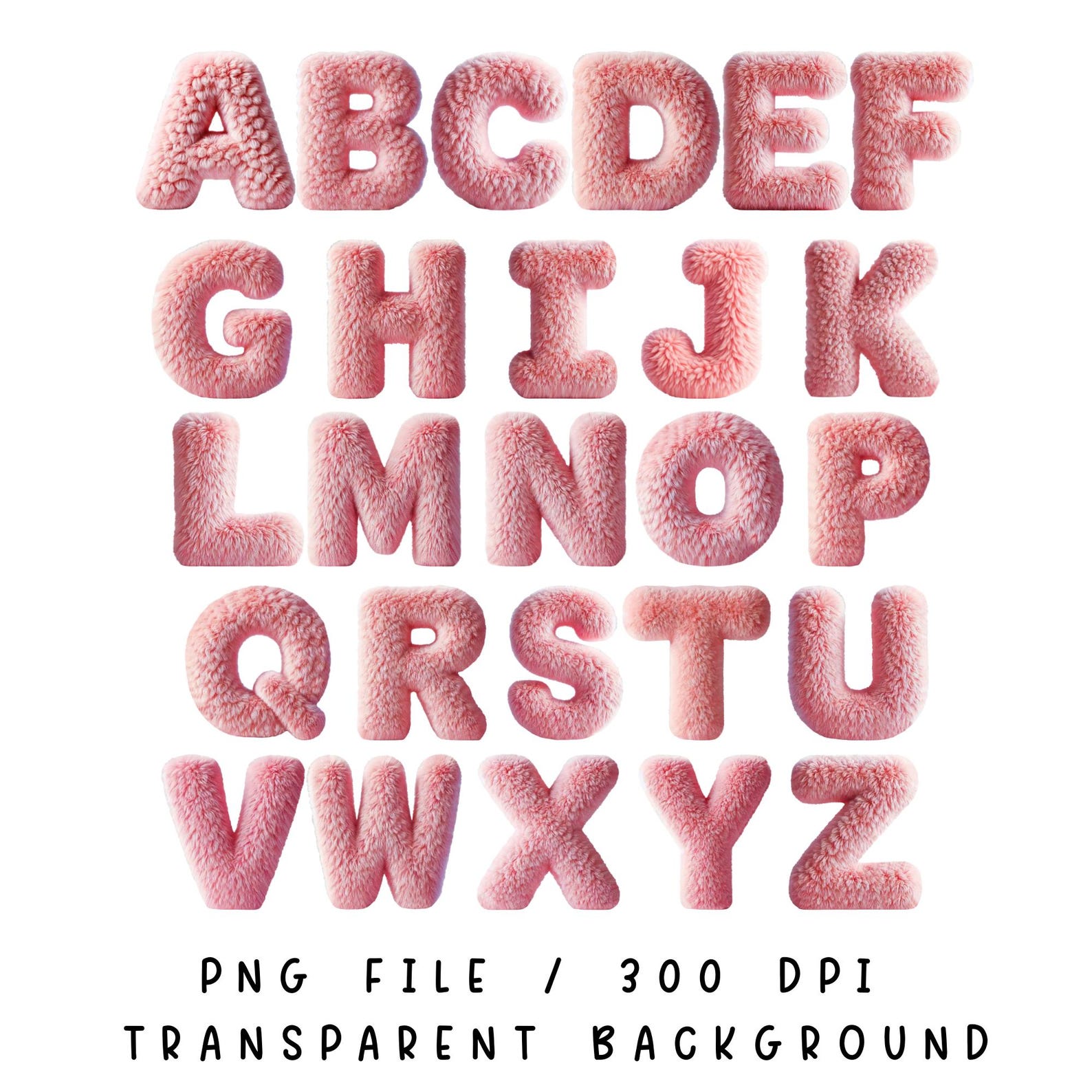 Pink Fluffy Alphabet Clipart | Furry Font for Nursery Decor Digital ...