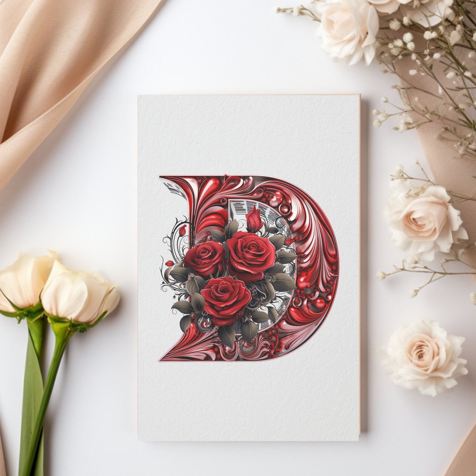 Gothic Red Rose Alphabet Letters Set, Letters A-Z Gothic Design With ...