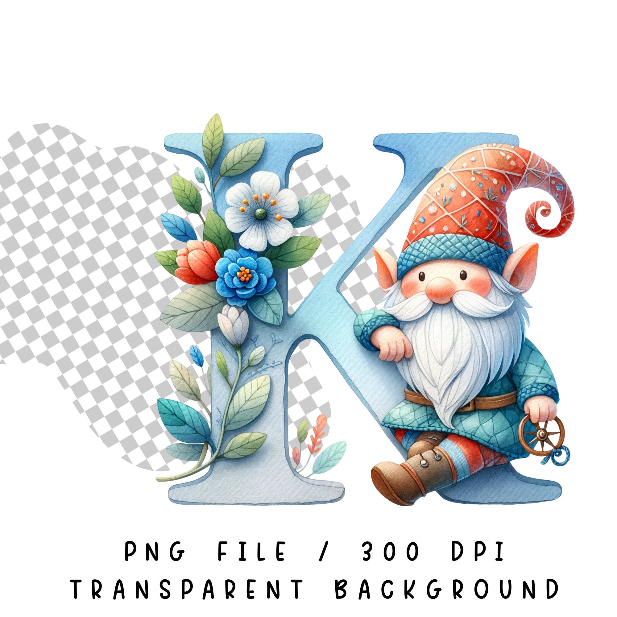 Cute Gnomes Alphabet A - Z Clipart, Watercolor Letters Png, Gnome ...