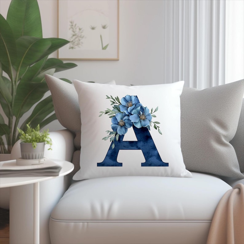 Blue Floral Alphabet Letters PNG, Flower Monogram, Blue Flower Letters ...