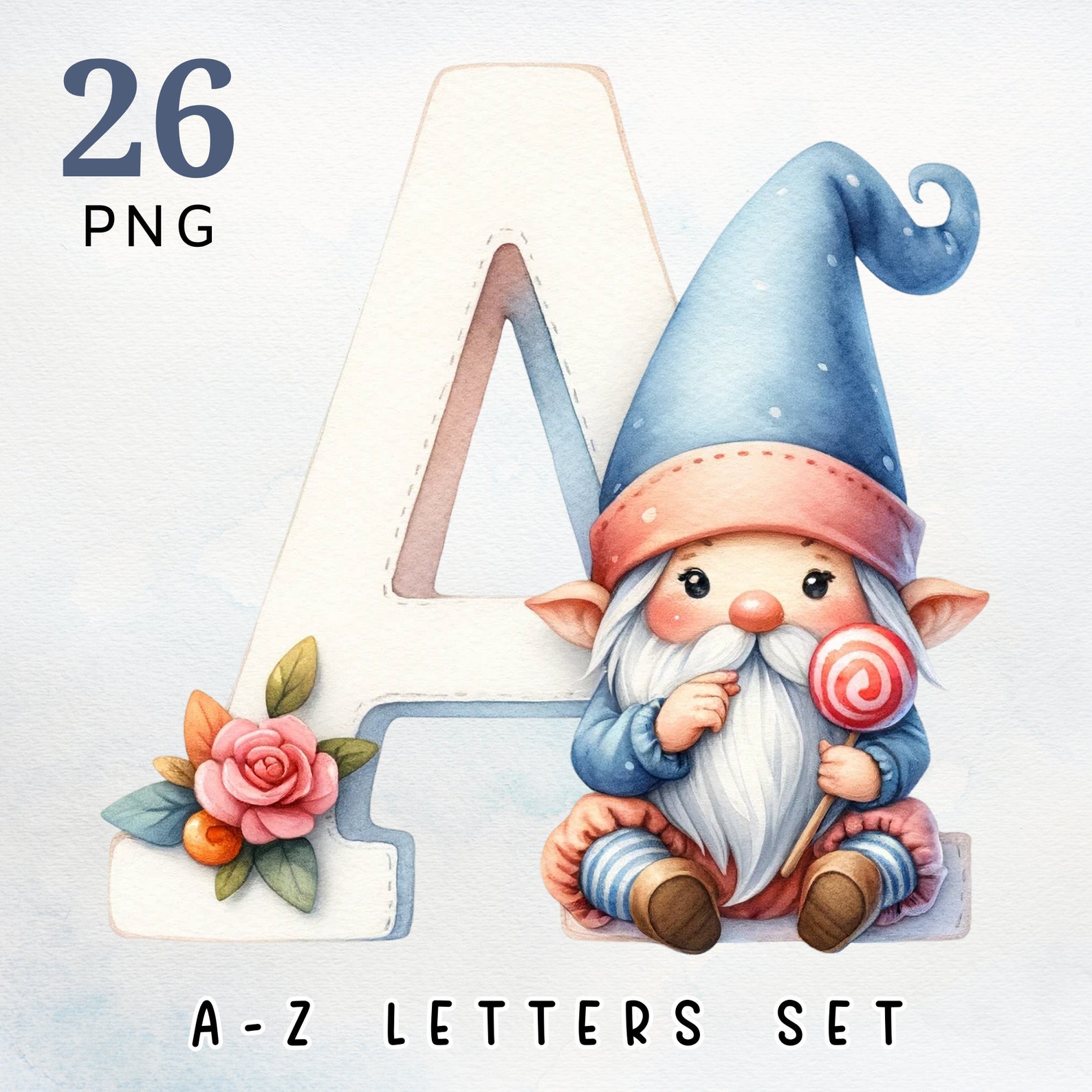 Cute Gnomes Alphabet A - Z Clipart, Watercolor Letters Png, Gnome ...