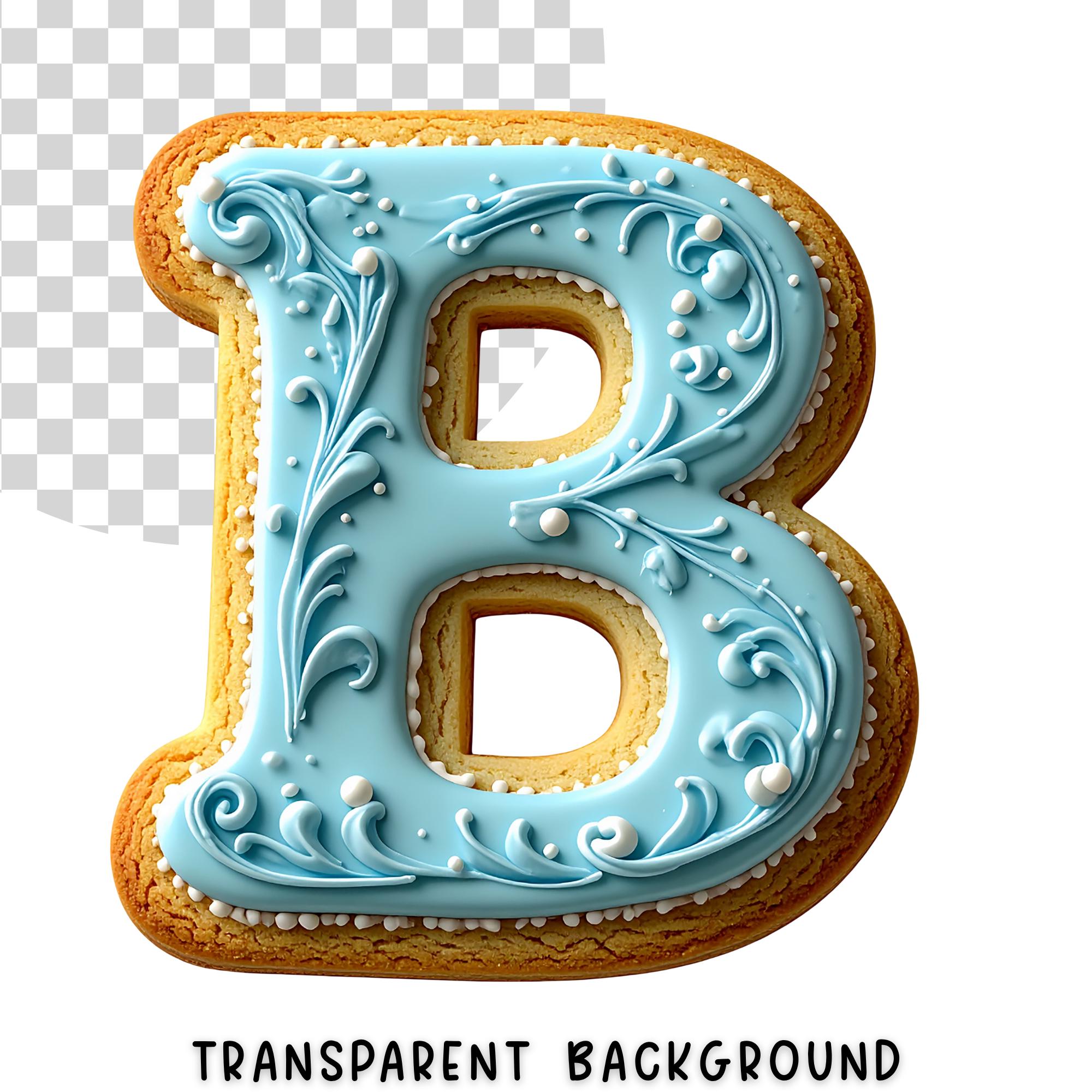 Cookie Alphabet Letters Clipart: Blue Iced Sugar Cookie Font Decorative ...