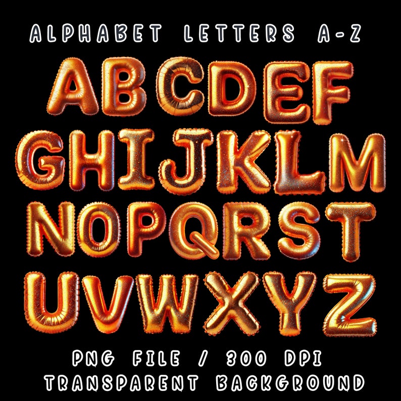 Orange Foil Balloon Alphabet Clip Art Orange Balloons Letters PNG Foil ...