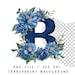 Blue Floral Alphabet Letters PNG, Flower Monogram, Blue Flower Letters ...