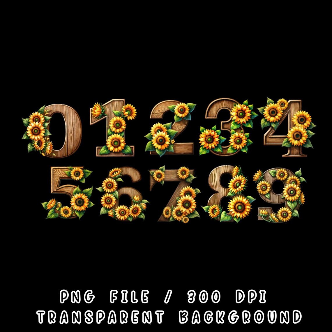 Rustic Sunflower Alphabet & Numbers: Vintage Floral Monogram (digital ...