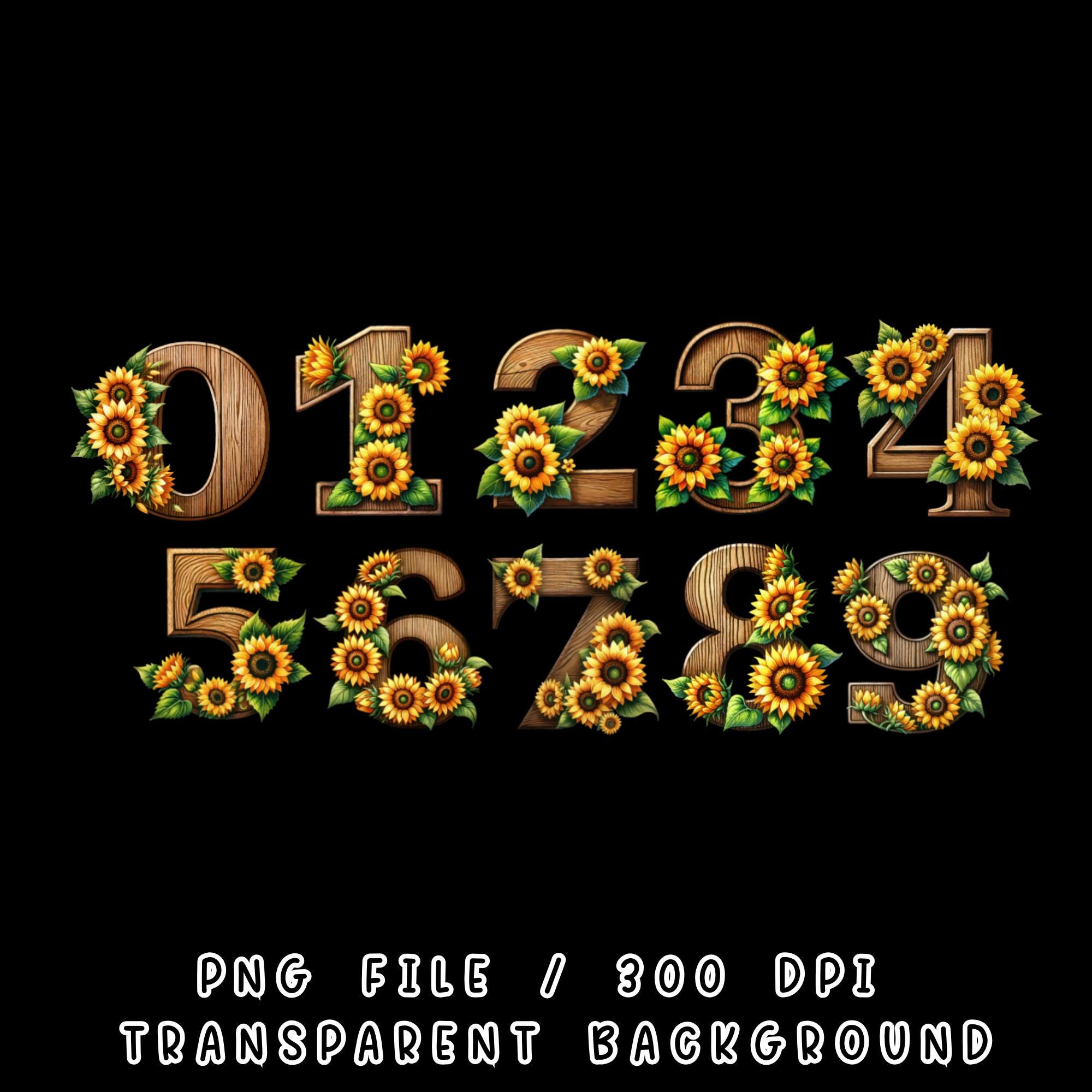 Rustic Sunflower Alphabet & Numbers: Vintage Floral Monogram (digital ...