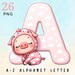 Baby Pig Alphabet Font Letters PNG, A to Z Pink Letters, Animal ...