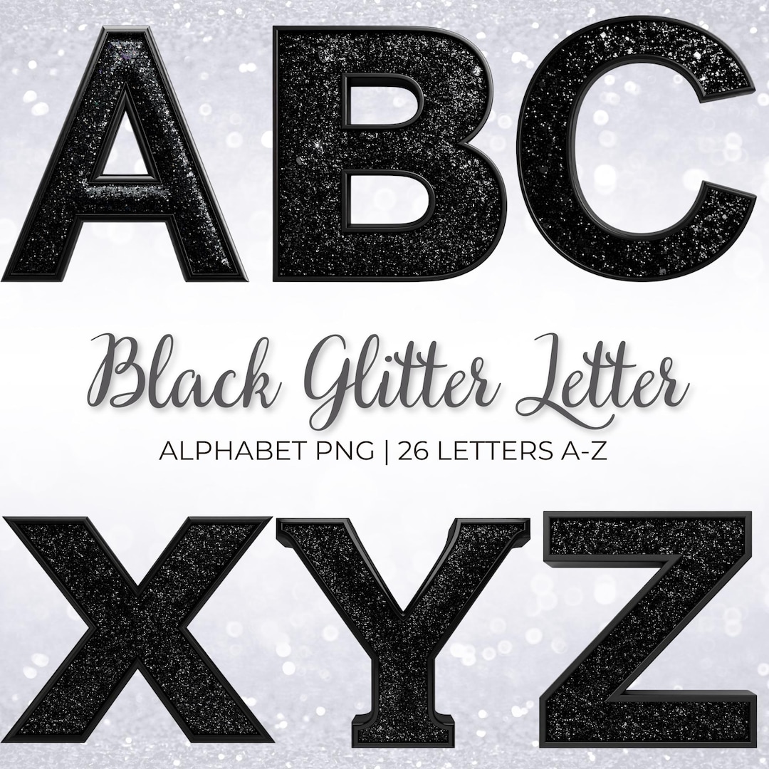 Black Glitter Alphabet Letter, Sparkly Monogram PNG, Luxury Diamond ...