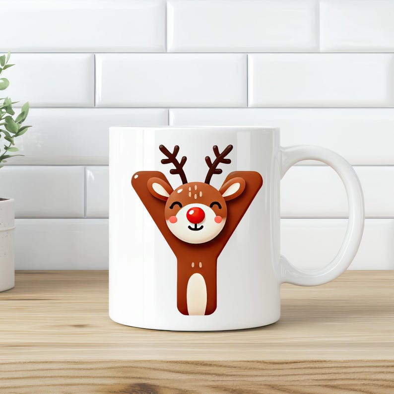 Christmas Reindeer Alphabet Clipart Set, Cute Holiday Letters PNG ...