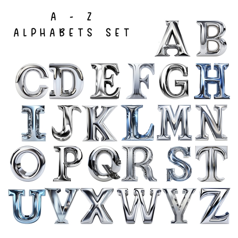 Silver Metallic Balloon Alphabet Set (PNG Digital Download) - Etsy