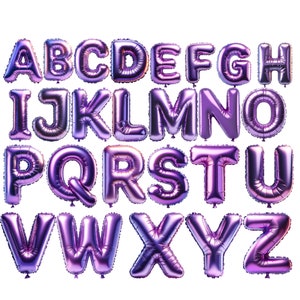 Purple Foil Balloon Alphabet PNG: Decorative Letters Clipart (digital ...