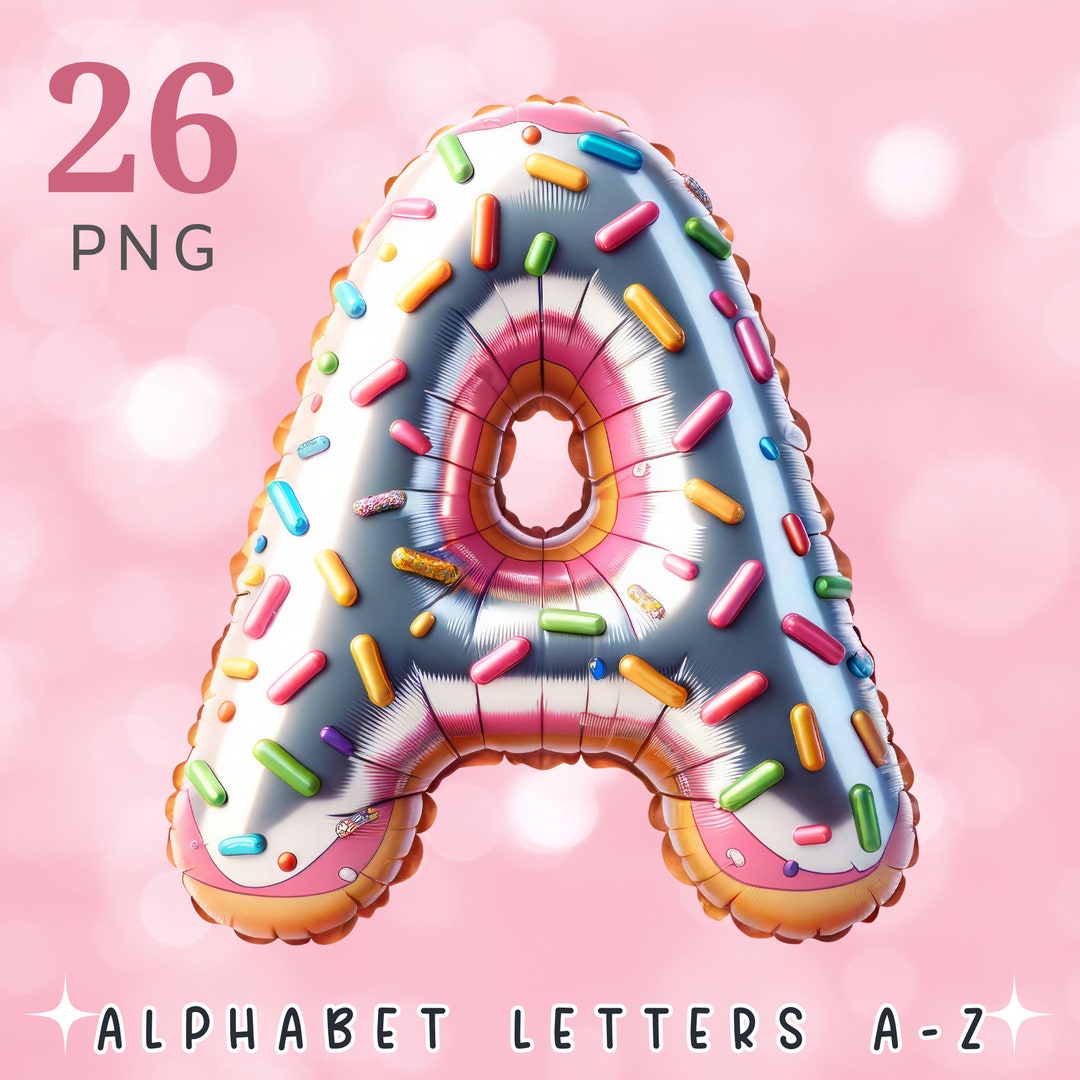 Donut Font Clipart: Pink Sprinkle Cookie Balloon Letters (PNG) - Etsy
