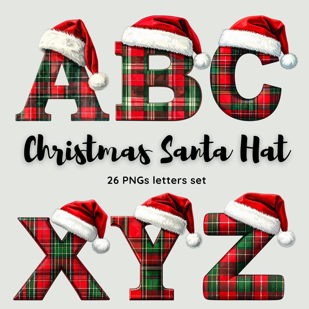Christmas Alphabet Clipart PNG - Xmas Letters Printable Digital ...