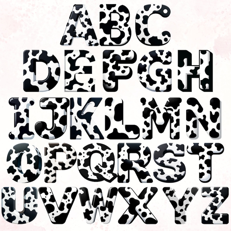 Cow Print Alphabet Letters: Animal Fonts PNG (digital Download) - Etsy