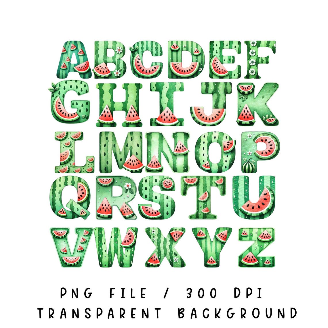 Watermelon Letters PNG, Fruit Alphabet Sublimation, Watermelon Font ...