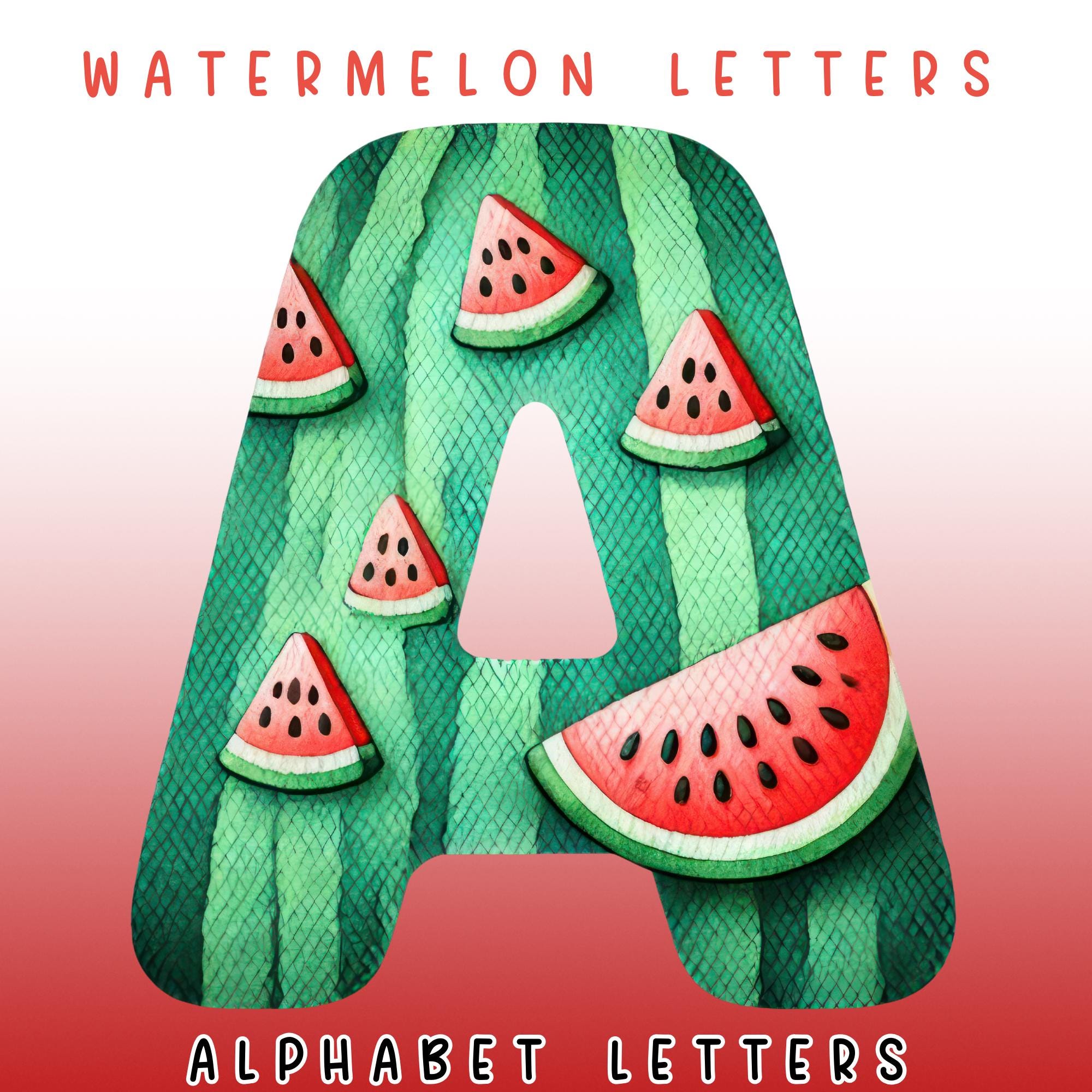 Watermelon Letters PNG, Fruit Alphabet Sublimation, Watermelon Font ...
