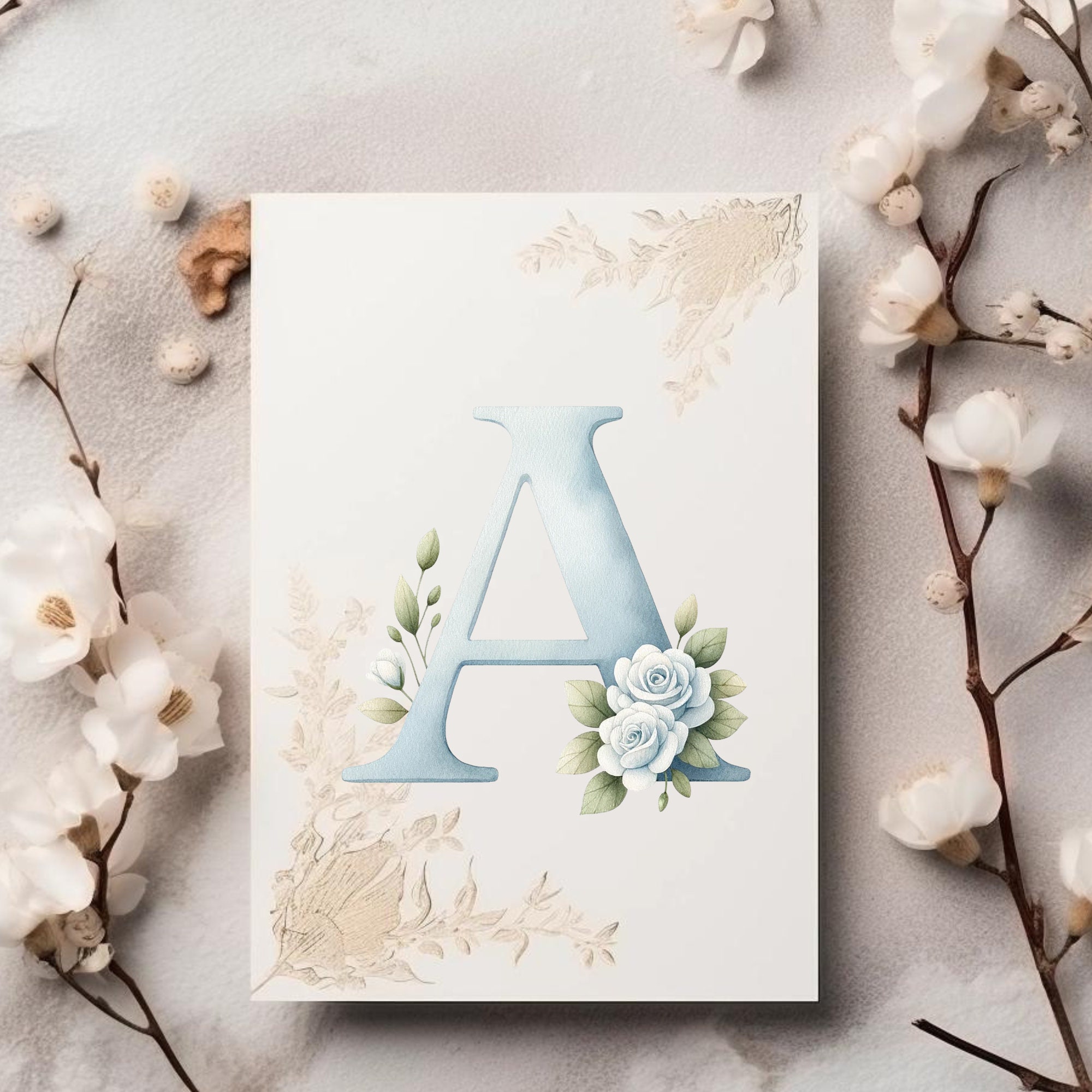 Floral Alphabet A Z Clipart, Blue Floral Letters Png, Watercolor ...