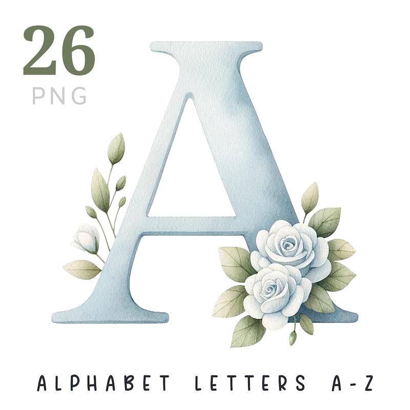 Blue Floral Alphabet - Etsy