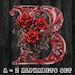 Gothic Red Rose Alphabet Letters Set, Letters A-Z Gothic Design With ...