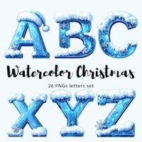 Winter Snowflake Alphabet PNG Bundle: Hand-drawn Letters (digital ...