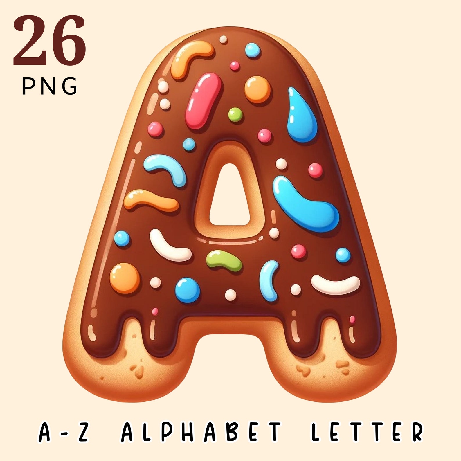 Cookies Alphabet - Sprinkle Cookie Clipart - Cookie Letters PNG Set ...