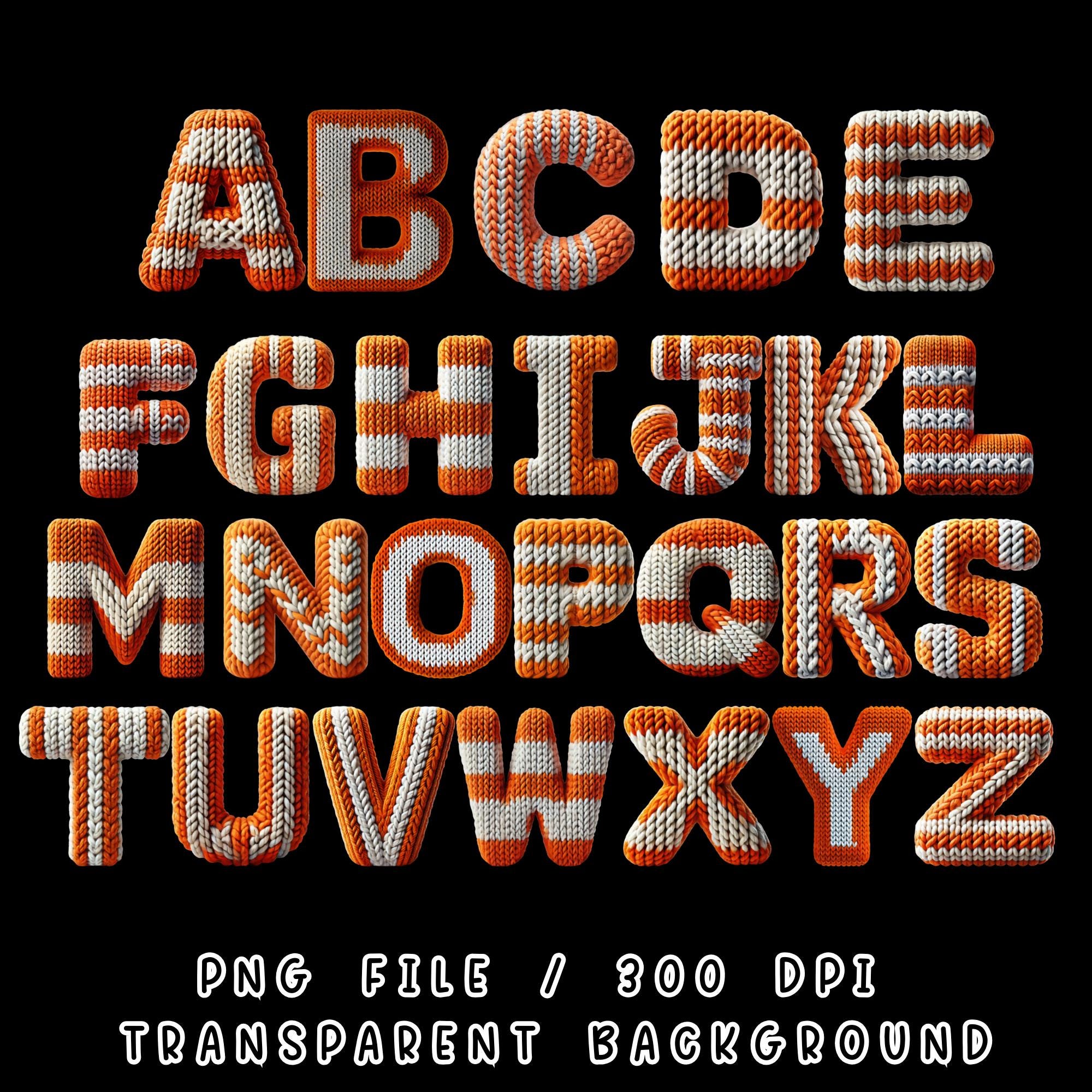 Knitted Alphabet PNG: Cozy Yarn Letters Sublimation Design (digital ...