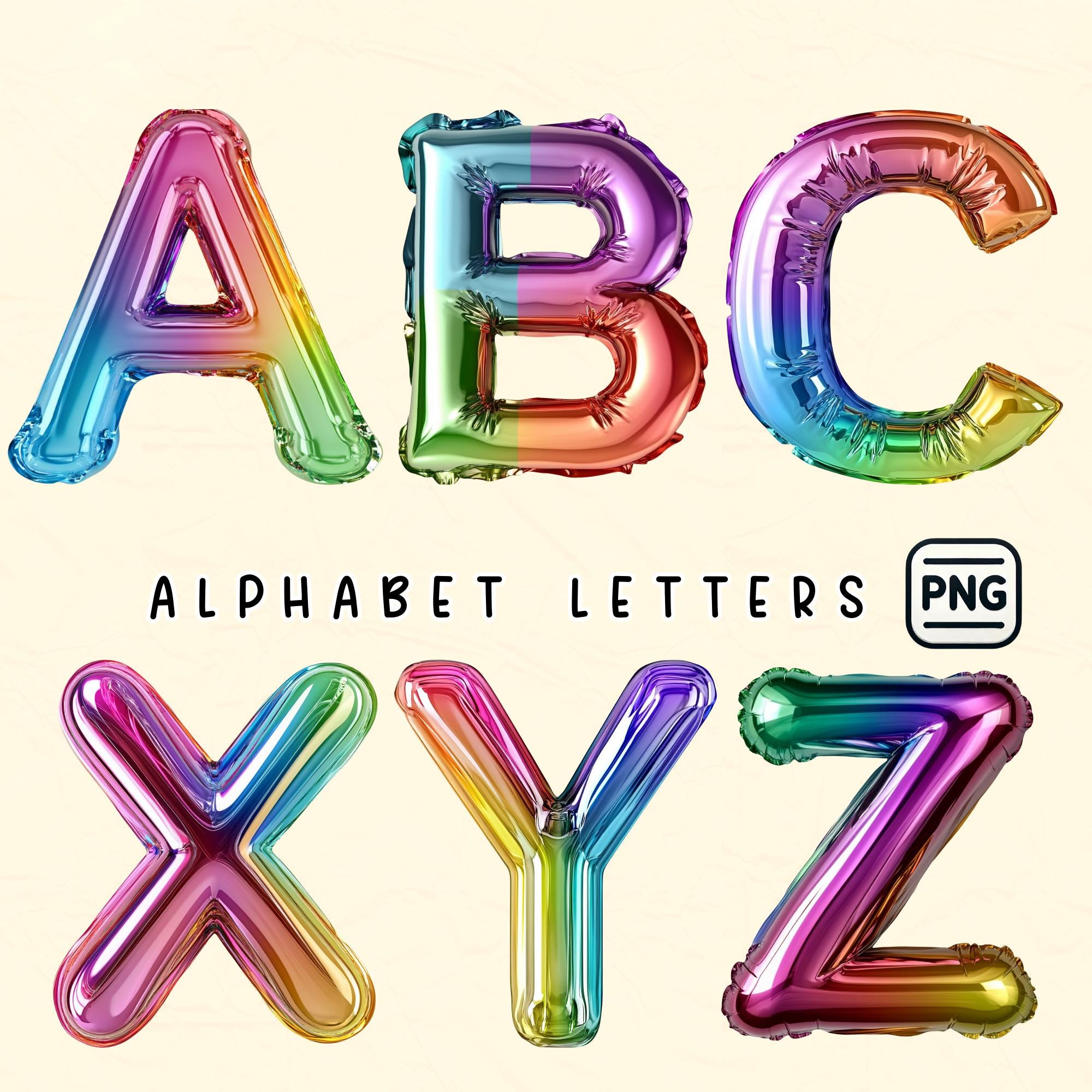 Rainbow Balloon Alphabet Letters PNG, Colorful Balloon Alphabet ...