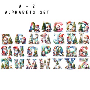 Christmas Alphabet Set, A to Z Santa Letters, Christmas Trees ...