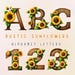 Rustic Sunflower Alphabet & Numbers: Vintage Floral Monogram (digital ...