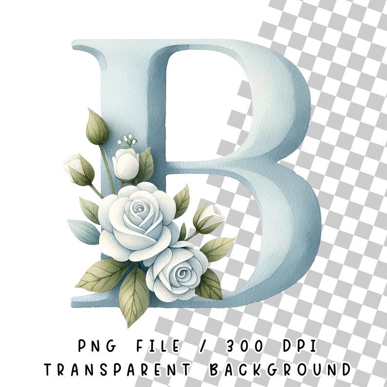 Floral Alphabet A Z Clipart, Blue Floral Letters Png, Watercolor ...