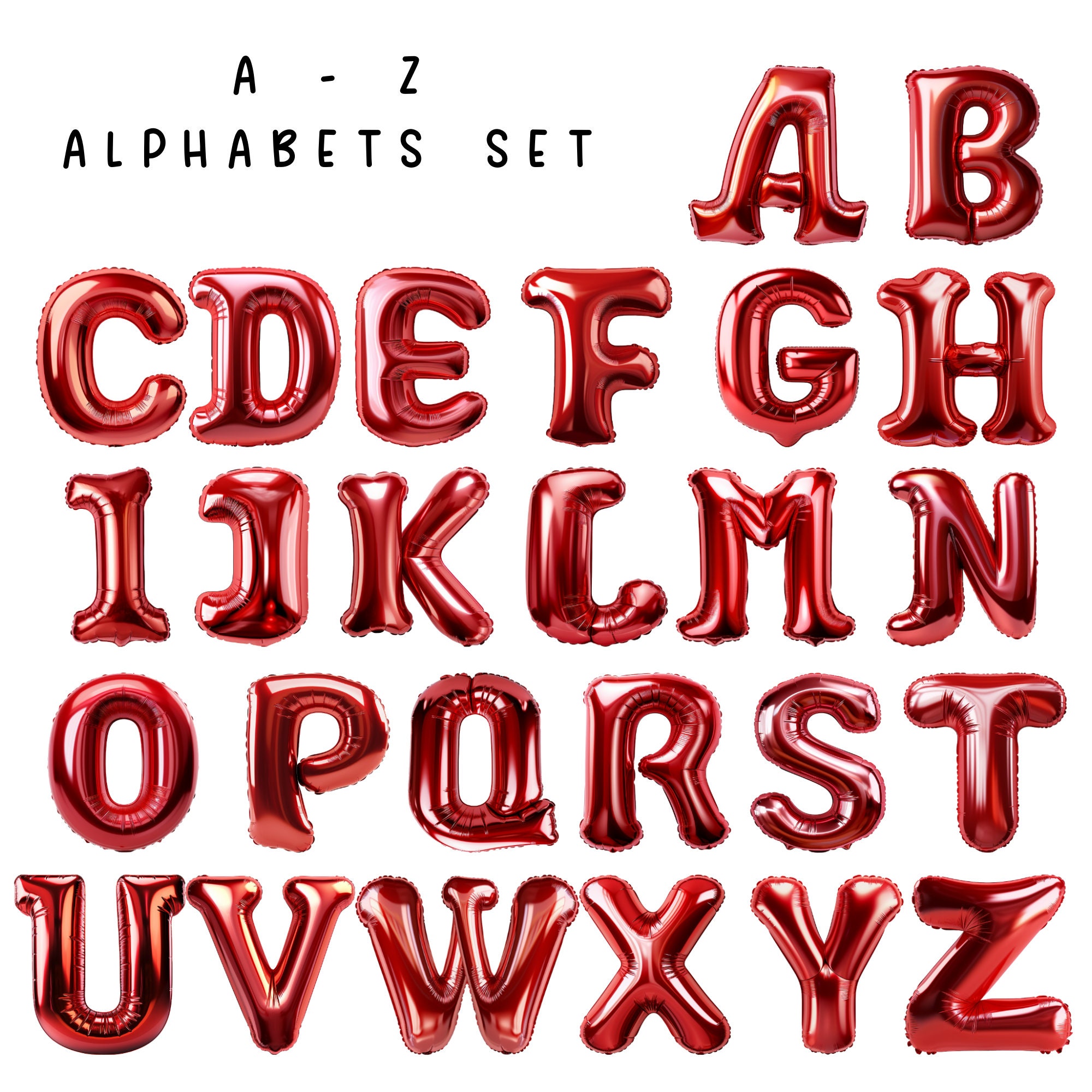 Red Glossy Balloon Alphabet Letters Set (digital Download) - Etsy