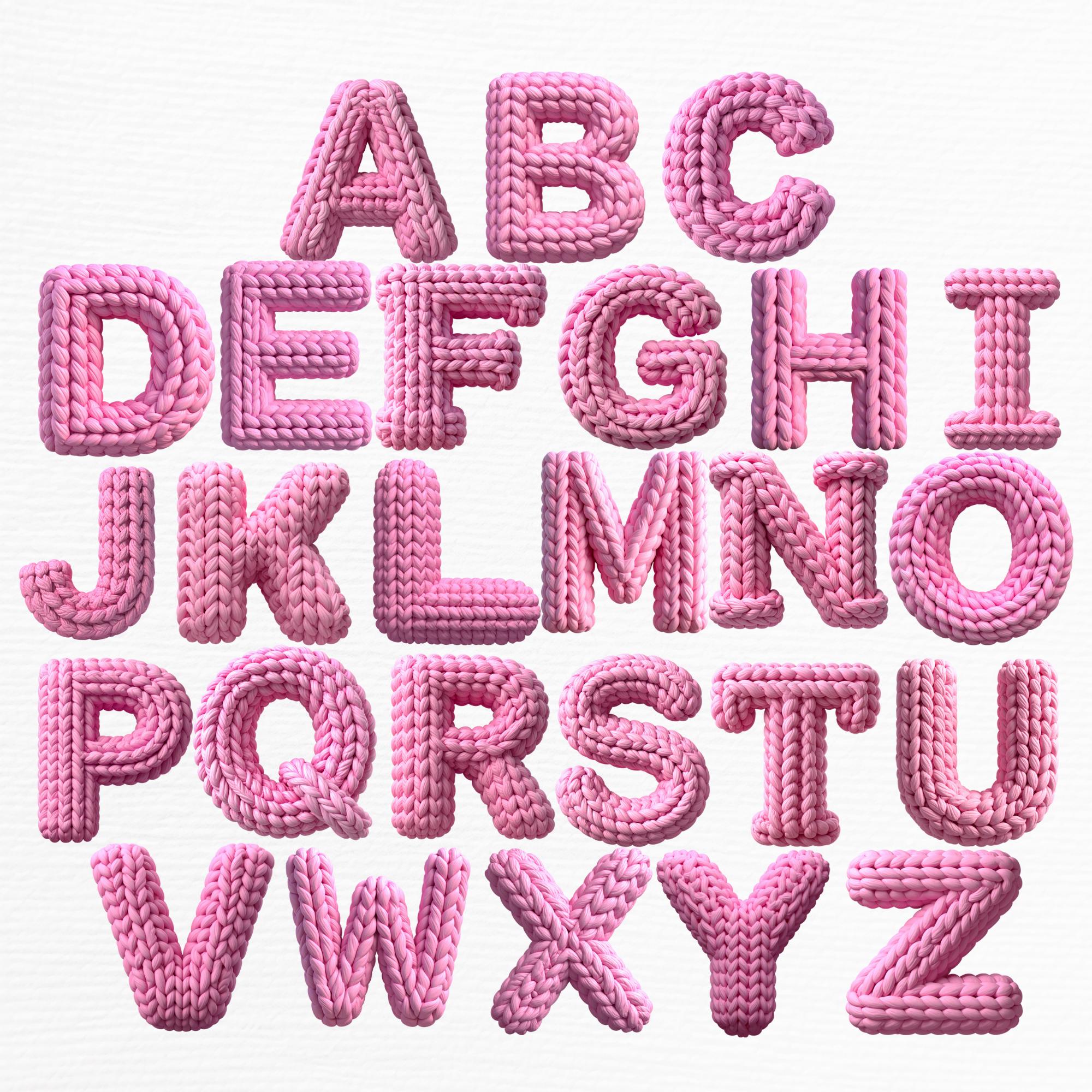 Chunky Knit Letter - Yarn Cozy Alphabet Art - Fluffy Knit Decor Design ...