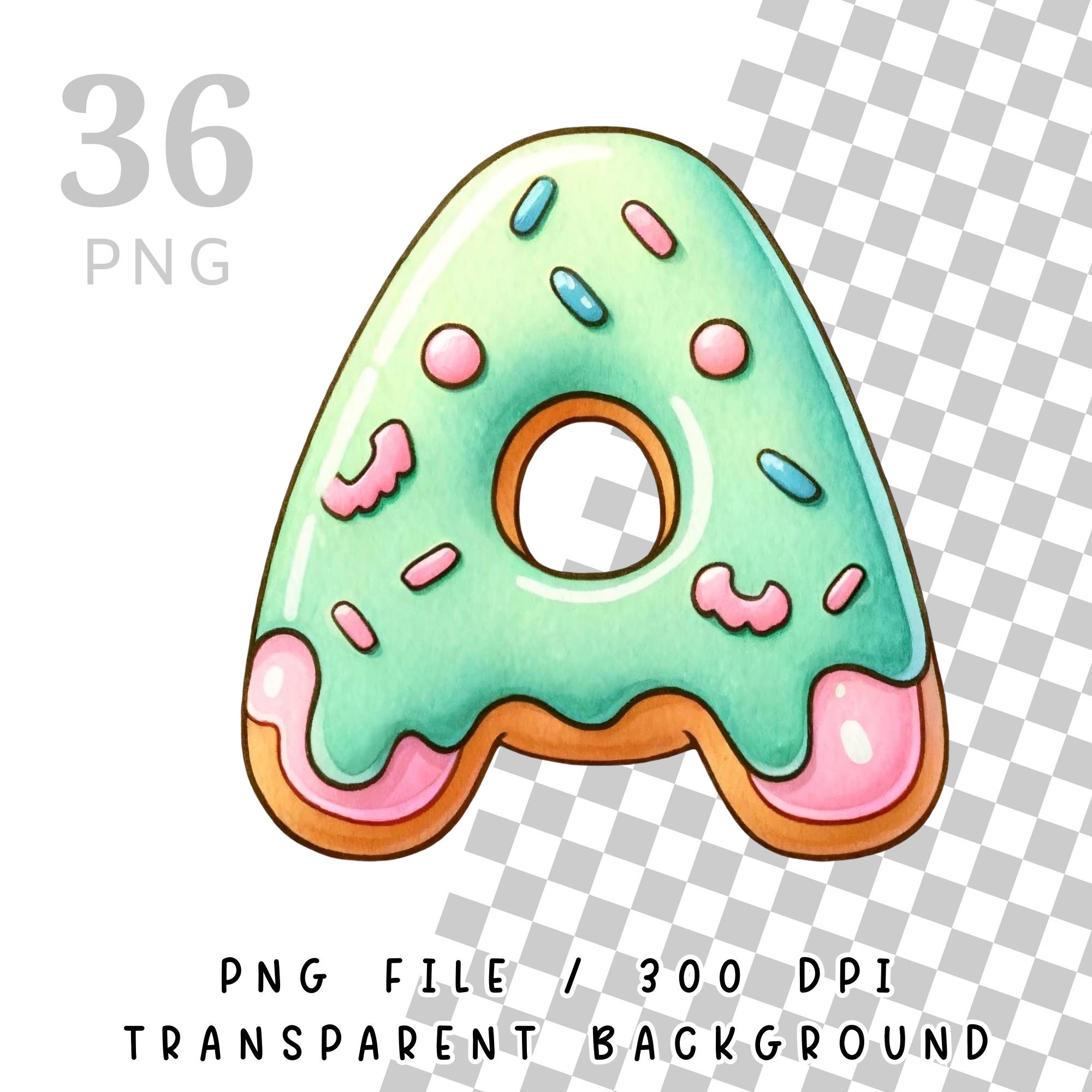 Donut Font Clipart: PNG Alphabet Letters (digital Download) - Etsy