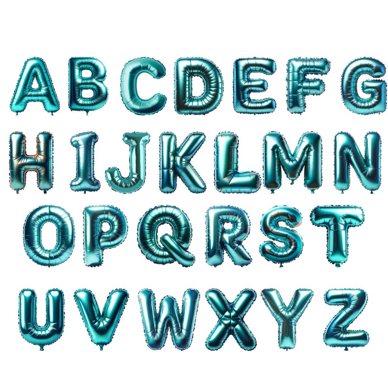 Teal Foil Balloon Alphabet Set, Balloon Alphabet, A-Z Letters, Foil ...
