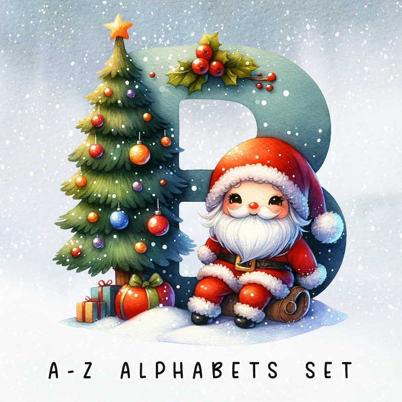 Christmas Alphabet Set, A to Z Santa Letters, Christmas Trees ...