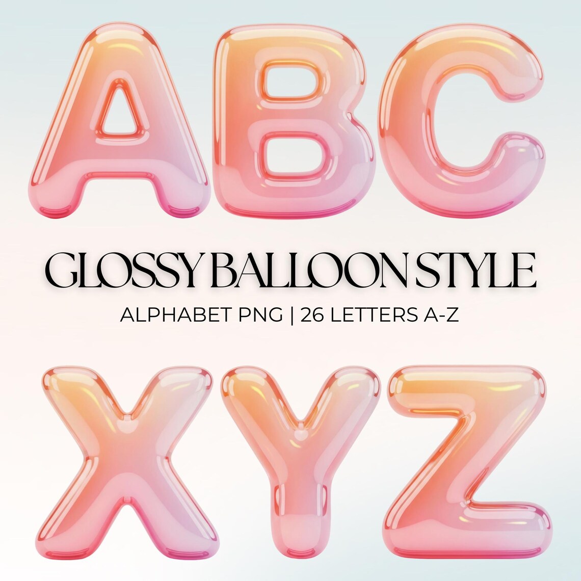 3D Bubble Alphabet Letters | Glossy Gradient Balloon Style | Playful ...